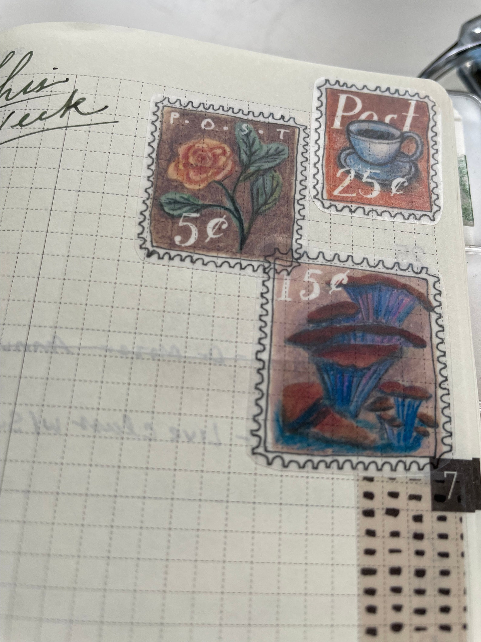 Postage Stamp Printable Stickers, Mail Art Stamp Illustrations, Pen Pal ...