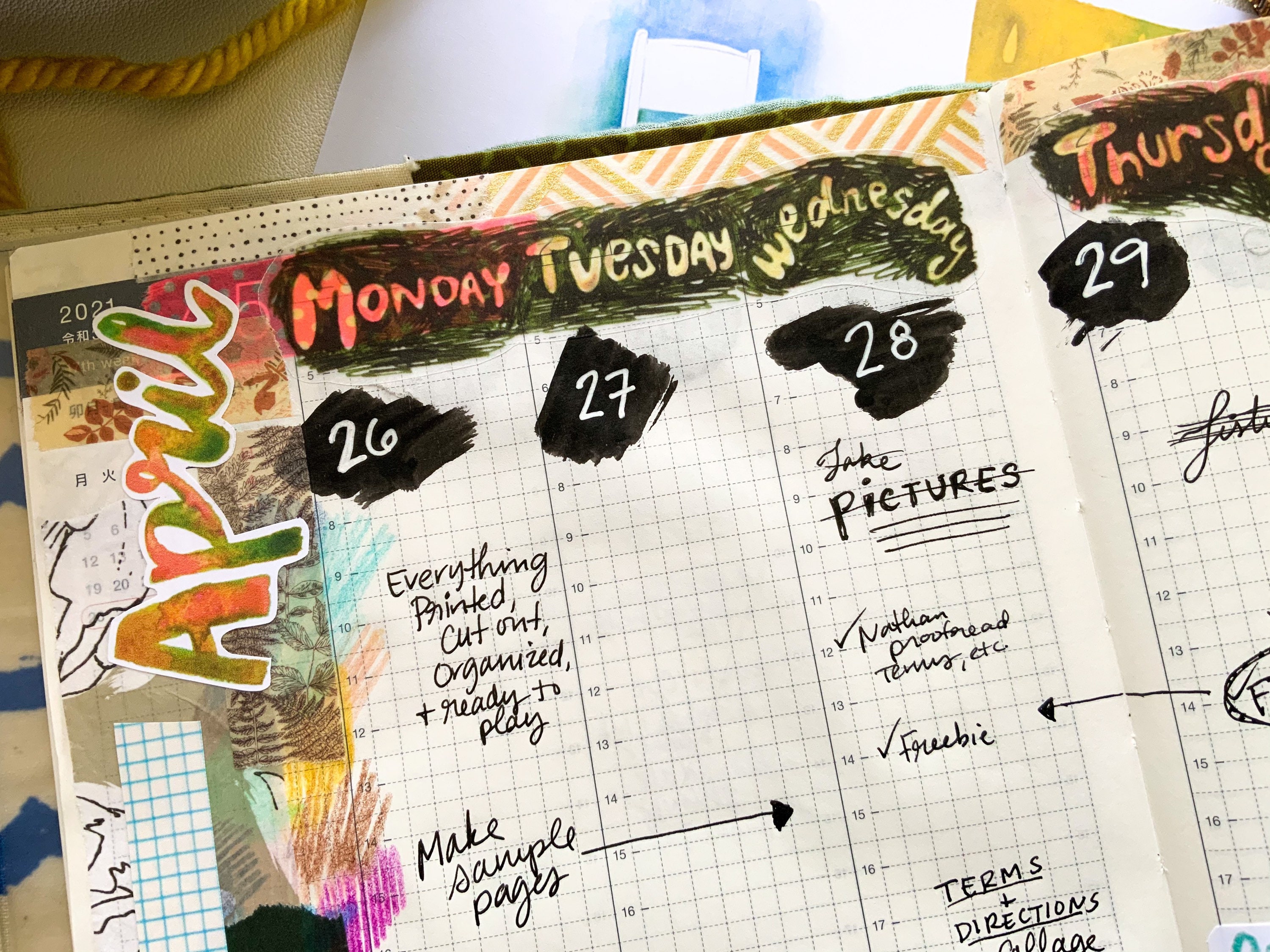 Months and Days of the Week Watercolor Printable Planner and Journaling ...