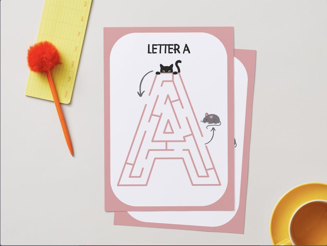 Colorful Alphabet Maze Worksheets A–Z Printable PDF | Preschool ...
