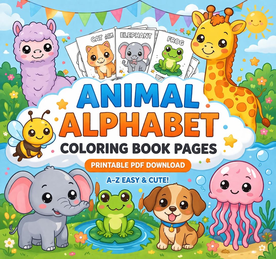 Animal Alphabet Coloring Pages | Kids A-Z Printable PDF Download - Etsy