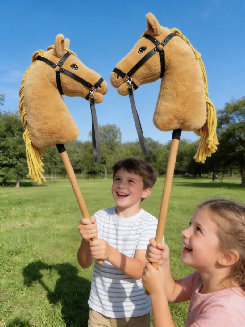 Hobby Horse 60-70cm Yellow Sturdy Fixed Head Wooden Stick Kids Gift - Etsy