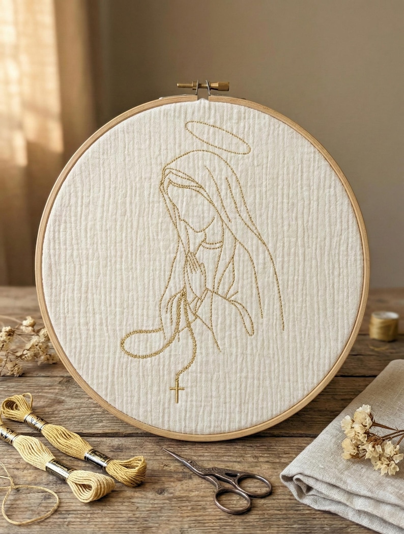 Machine Embroidery Design of the Virgin Mary, Christian Religious ...