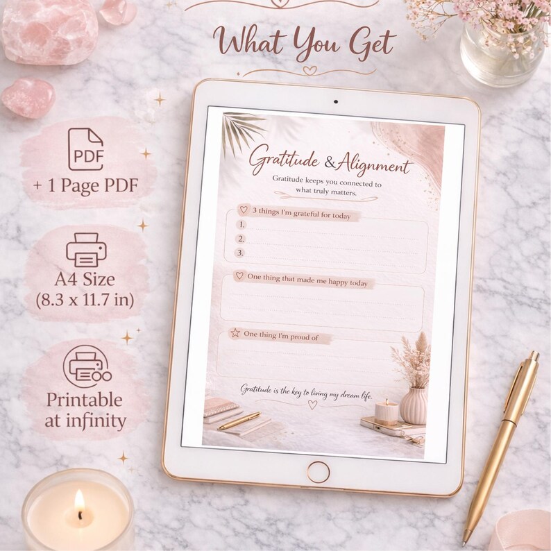 Gratitude Journal Page Printable Daily Gratitude Worksheet Self ...