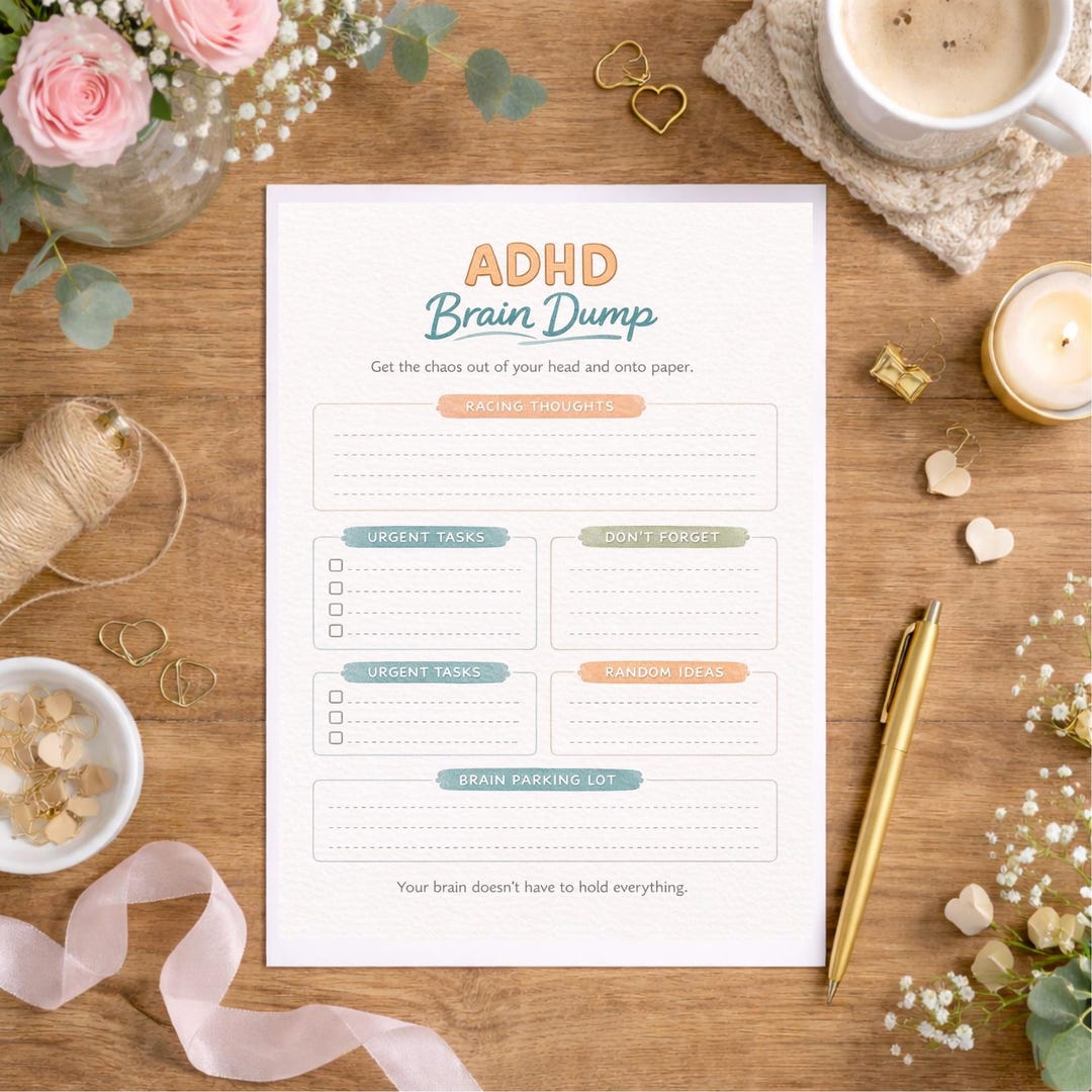ADHD Brain Dump Printable | Mental Clarity Worksheet | Mind Declutter ...