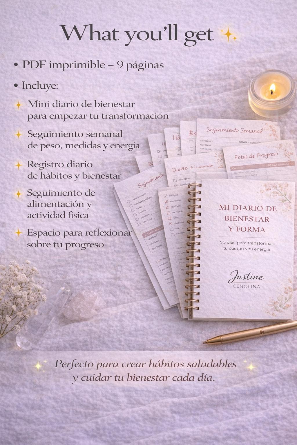 Diario De Bienestar Y Forma Printable | Fitness Y Hábitos Tracker ...