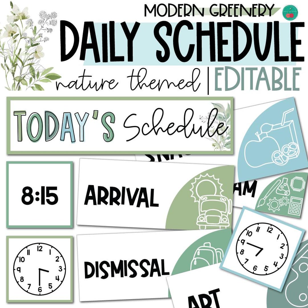 Daily Schedule | Nature Theme Classroom Decor - Etsy