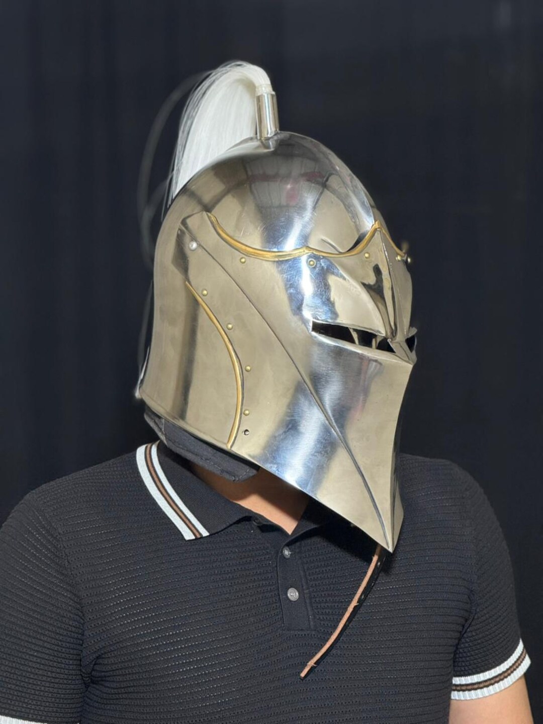 Handcrafted Medieval Steel Knight Helmet With Plume, Gothic LARP ...