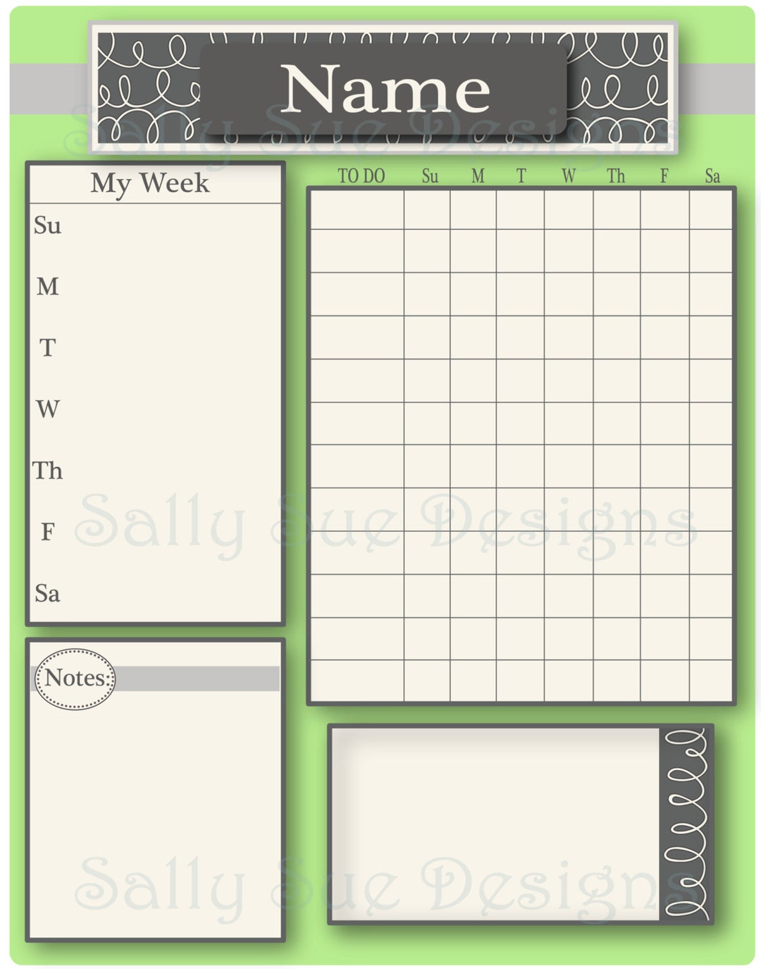 Command Calendar Chore Chart Swirl Lime Green Printable - Etsy