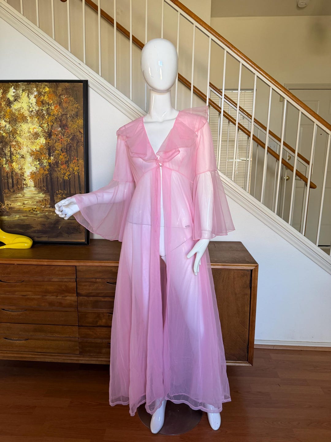 Vintage 60's Pink Sheer Boho Nightgown Duster Jacket S M L - Etsy