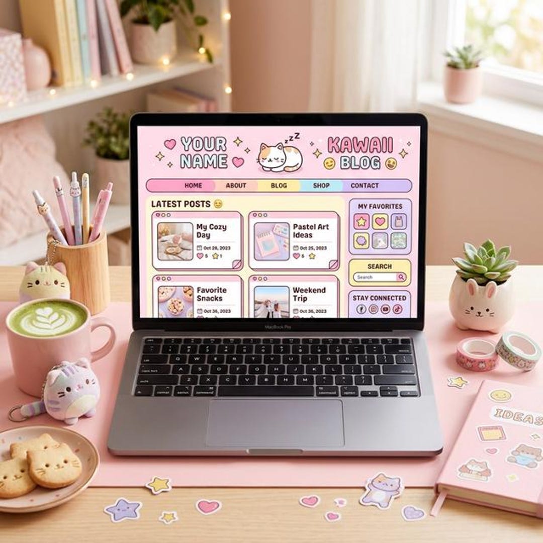 Custom Kawaii Blog Website Design | Pastel Y2K Retro Neocities Site ...