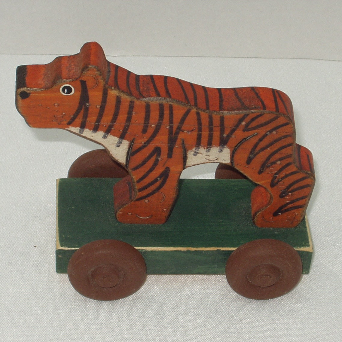 Tiger Cart Handmade Tiger on Cart Wooden Tiger on Cart Folkart Tiger ...