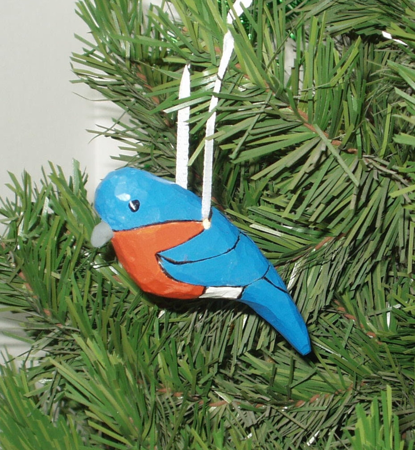 Handcarved Bluebird Christmas Ornament - Woodcarved Holiday Decor - Etsy