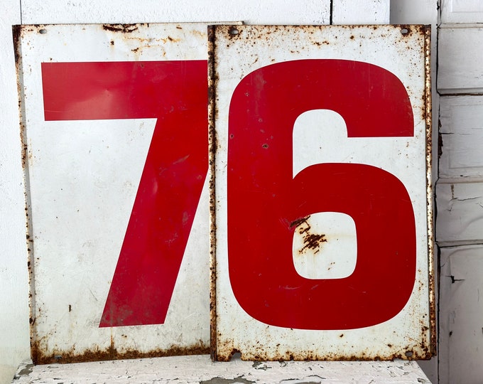Vintage Extra Large Metal Numbers Sign Gas Station Numbers Industrial ...