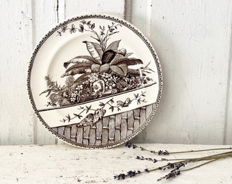Antique English Ironstone Brown Transferware Plate - Etsy