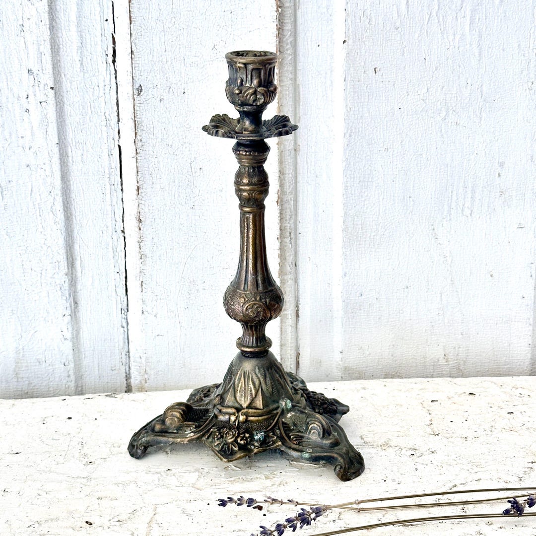 Vintage Large Brass Candlestick Ornate Candle Holder - Etsy