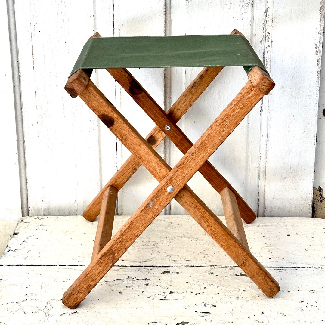 Vintage Folding Stool Camping Stool Canvas - Etsy