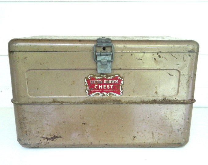 Vintage Metal Cooler Little Brown Chest - Etsy
