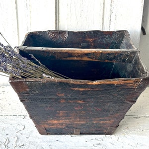Antique Chinese Wooden Rice/grain Harvest Measuring Basket Bucket Large ...