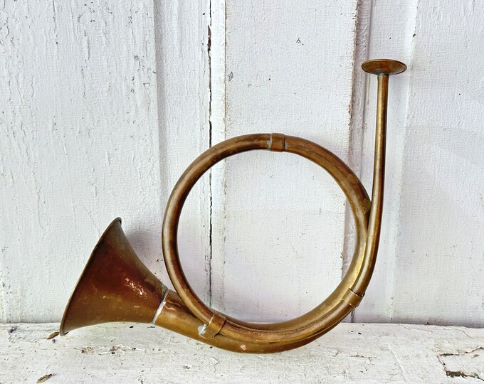 Vintage Brass Horn Aged Patina - Etsy