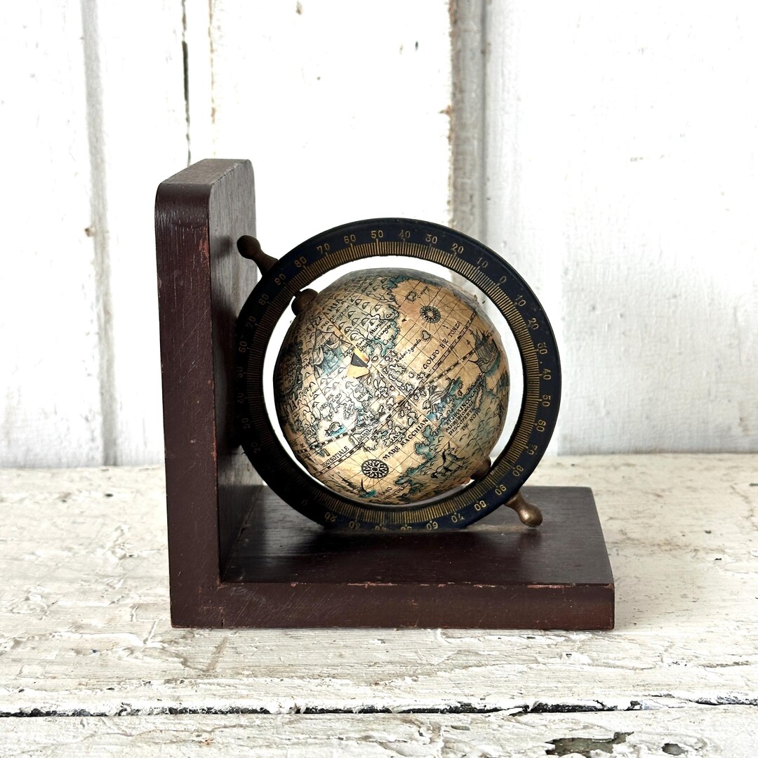 Vintage Globe Bookend Midcentury Globe Bookend - Etsy