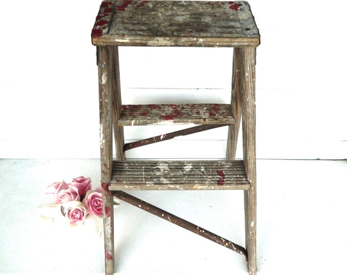 Vintage Step Ladder Wood Rustic Shabby Chic - Etsy