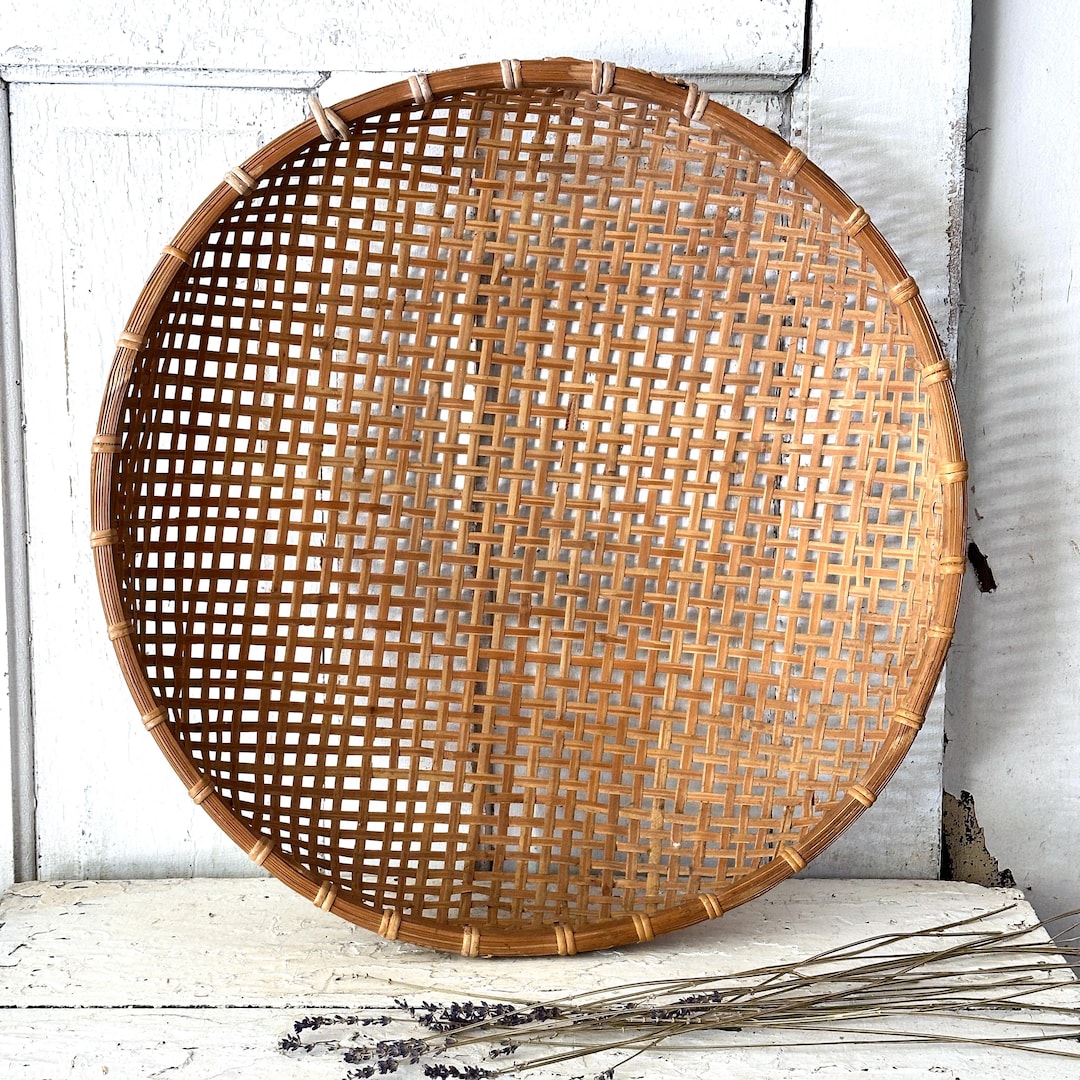 Vintage Very Large Round Basket Woven Basket Winnowing Basket Bamboo Boho Wall Basket - Etsy