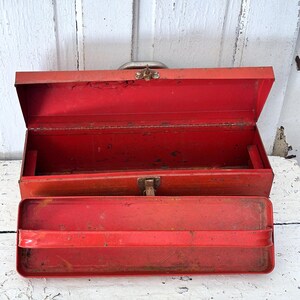 Vintage Tool Box Industrial Metal Storage Box Leather Handle - Etsy