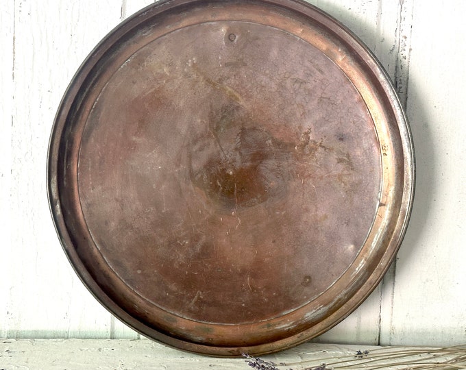 Antique Very Large Round Copper Tray Platter Hanging Aged Patina - Etsy