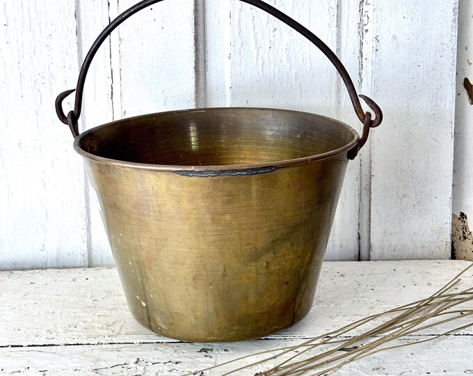 Antique Brass Bucket Kettle Bail Iron Handle Fire Pot Hearth Bucket - Etsy
