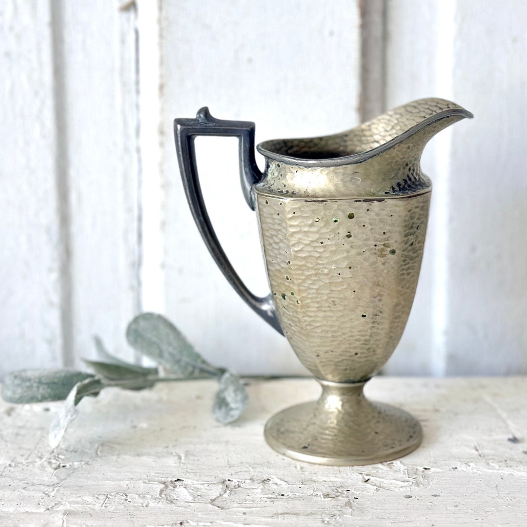 Vintage Silver Homan Plate Hammered Nickel Pitcher Small Silver Pitcher ...