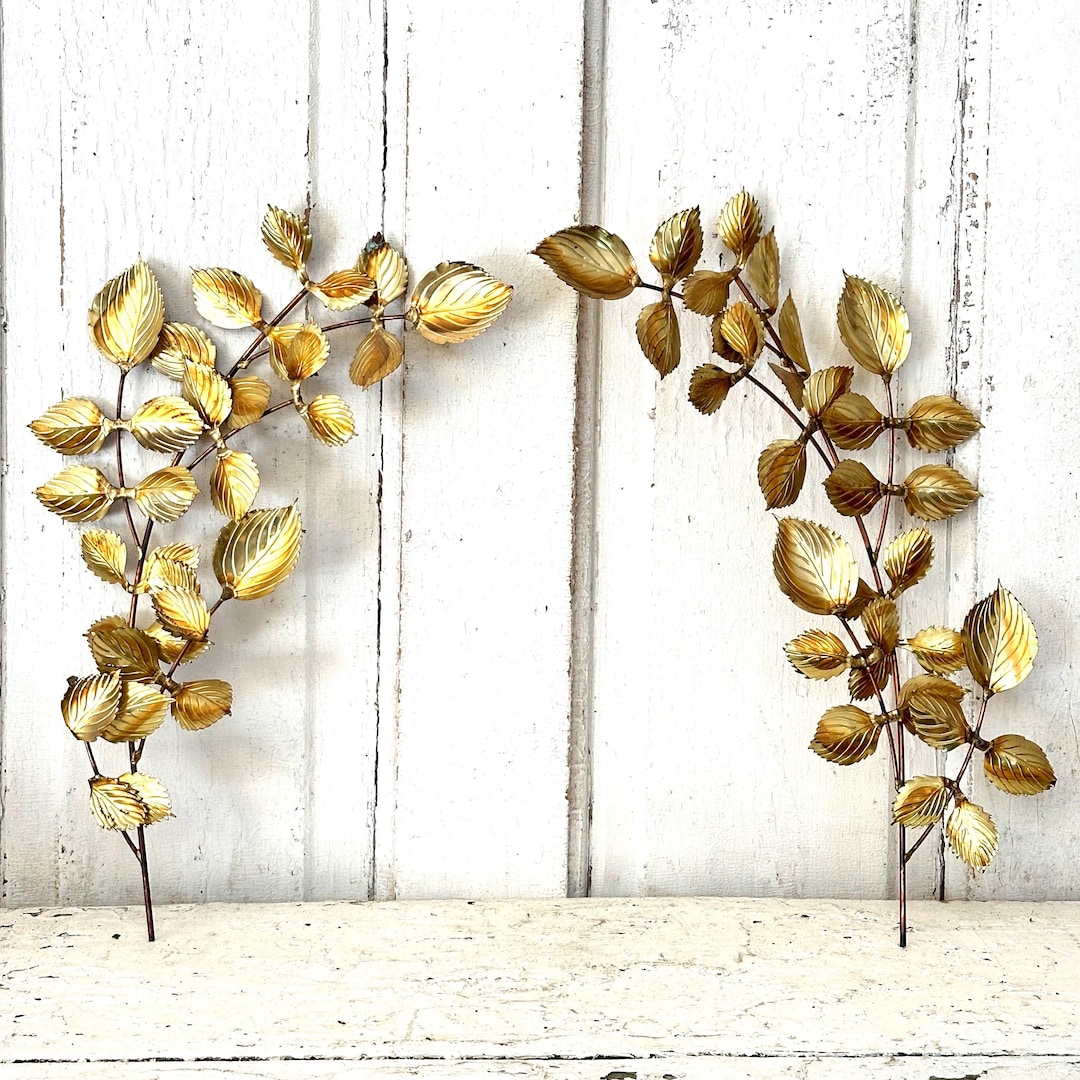 Vintage Metal Leaves Branch 3D Wall Decor Midcentury Wall Art - Etsy