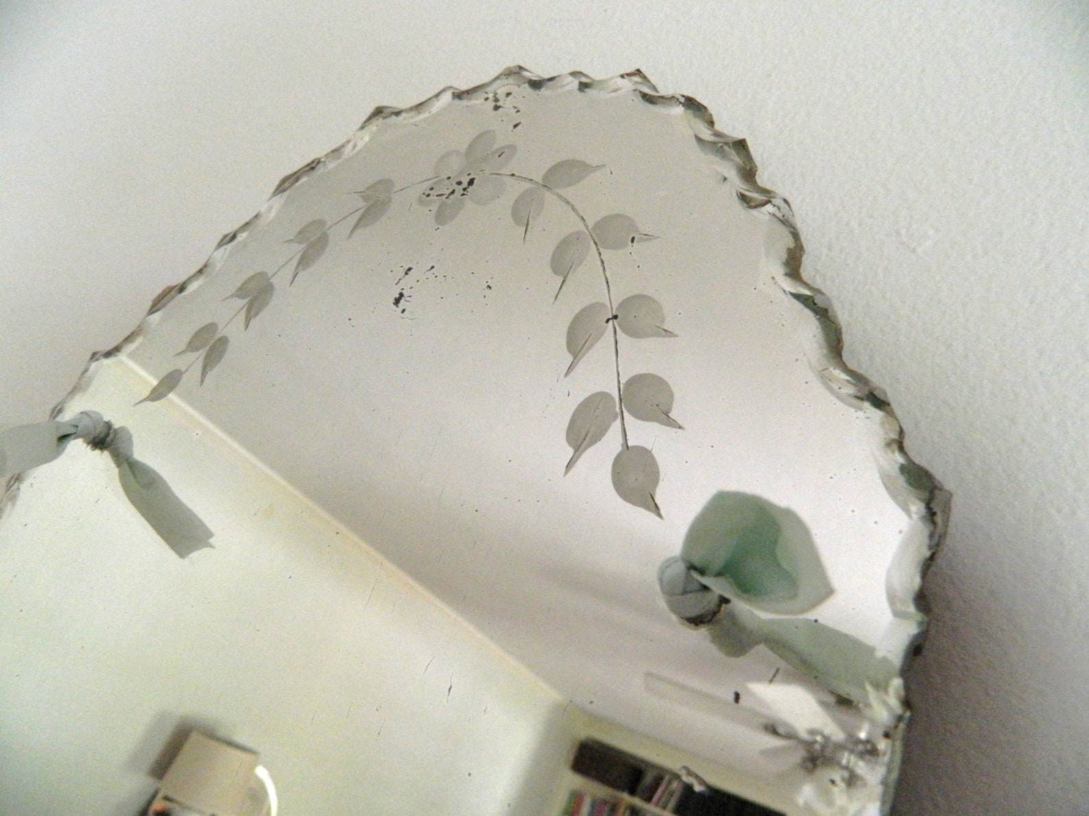 Vintage Etched Beveled Mirror Frameless | Etsy Vintage Etched Beveled Mirror Frameless | Etsy