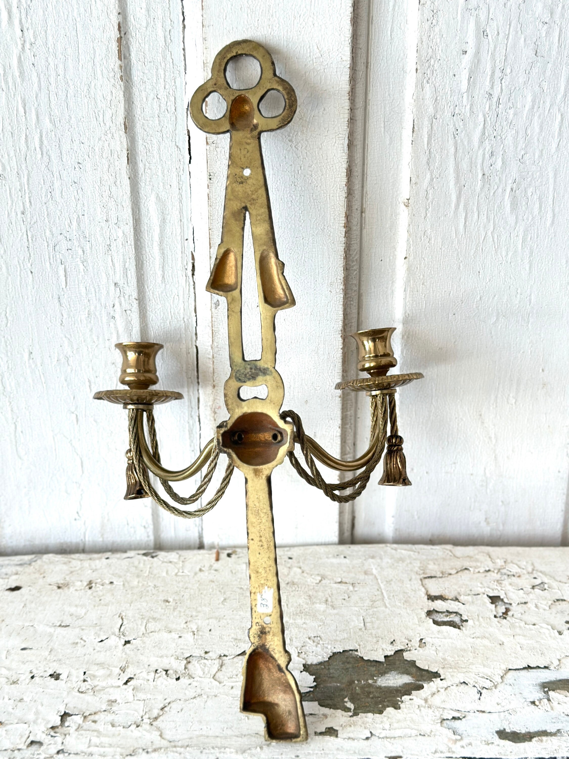 Vintage Brass Large Wall Sconce Bow Swag Double Arm Ornate - Etsy