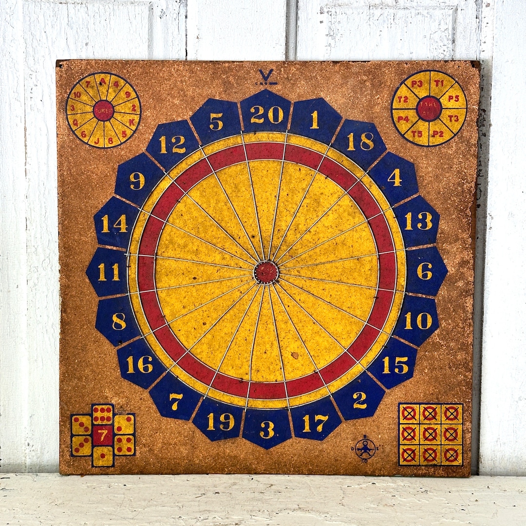 Vintage Dart Board Game Board Champion Baseball Dart Board Wall Hanging Man Cave Boy Room Decor ...