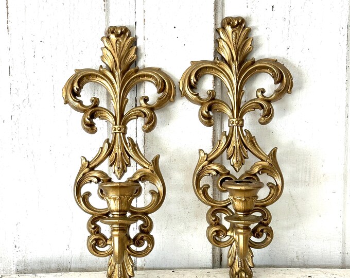 Vintage Wall Sconce Candle Holder Syroco Wood Midcentury Hollywood Regency - Etsy