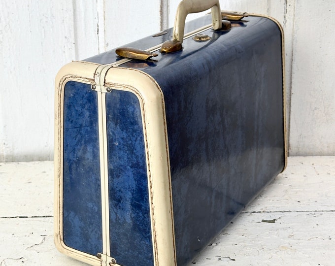Vintage Samsonite Navy Blue Marbled Suitcase Luggage Samsonite ...