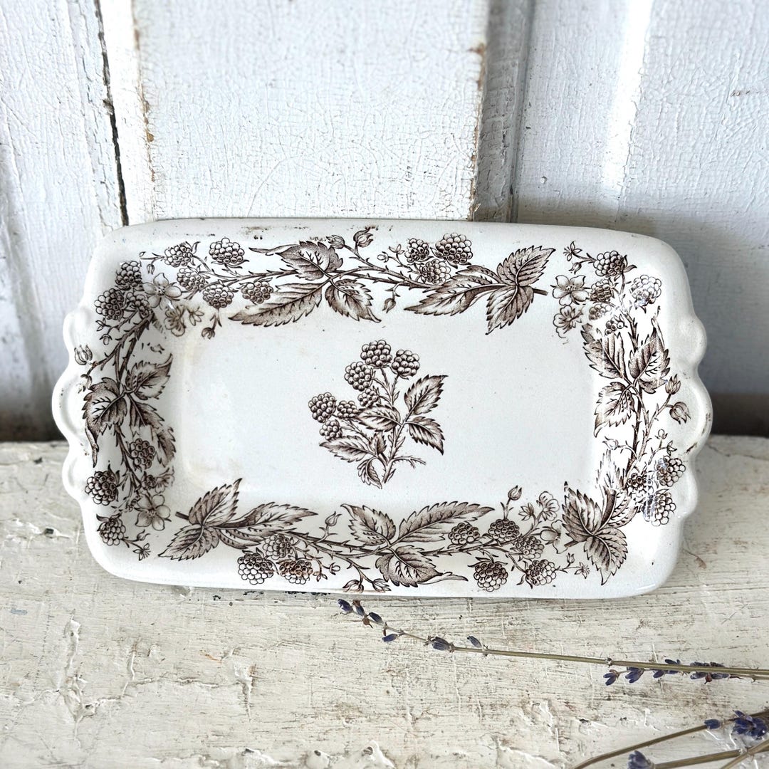 Antique Brown Transferware Plate Relish Dish Butter Plate A Bros ...