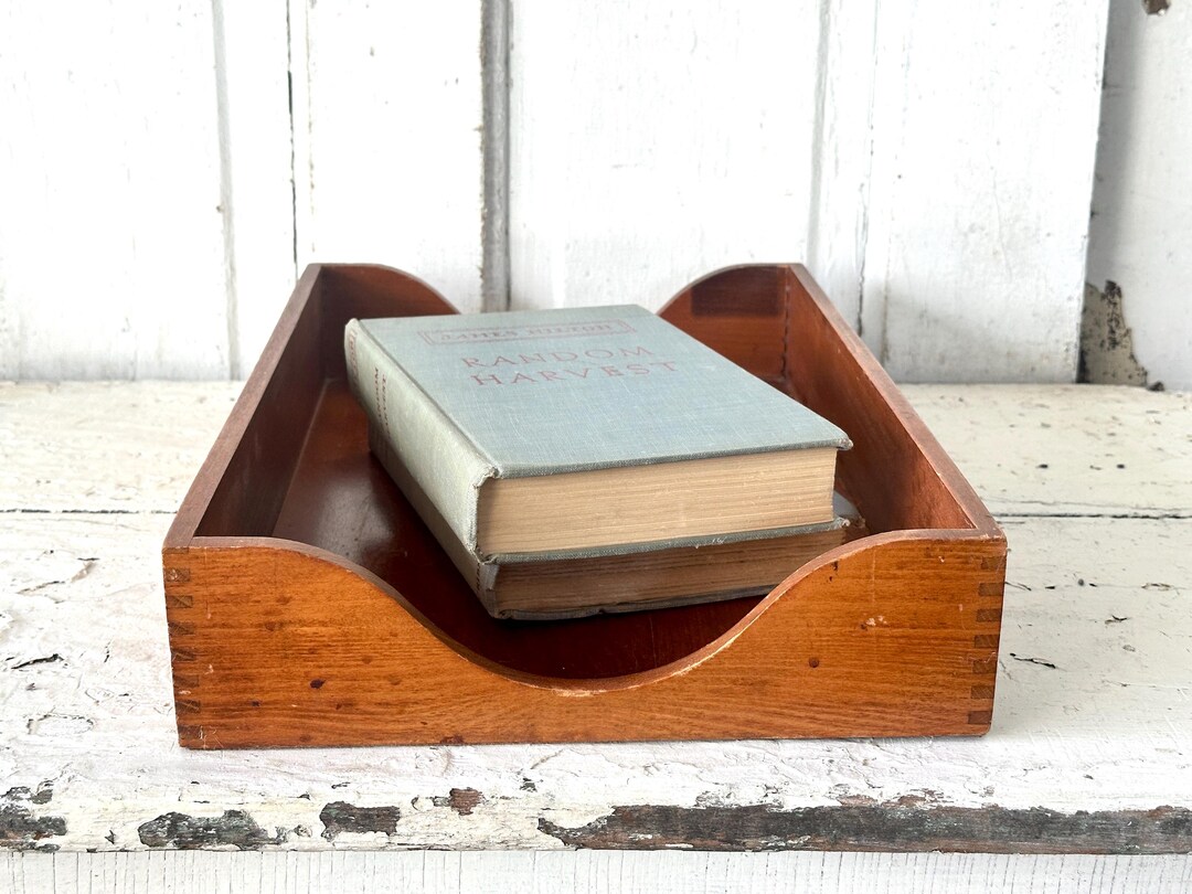 Vintage Desk Wood File Tray Wood Dovetail Desk - Etsy