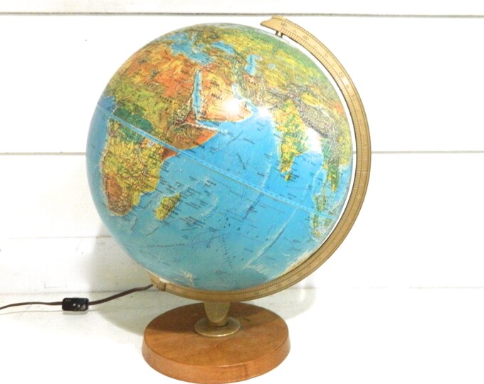Vintage World Globe Lighted Globe Replogle Vintage World Map - Etsy