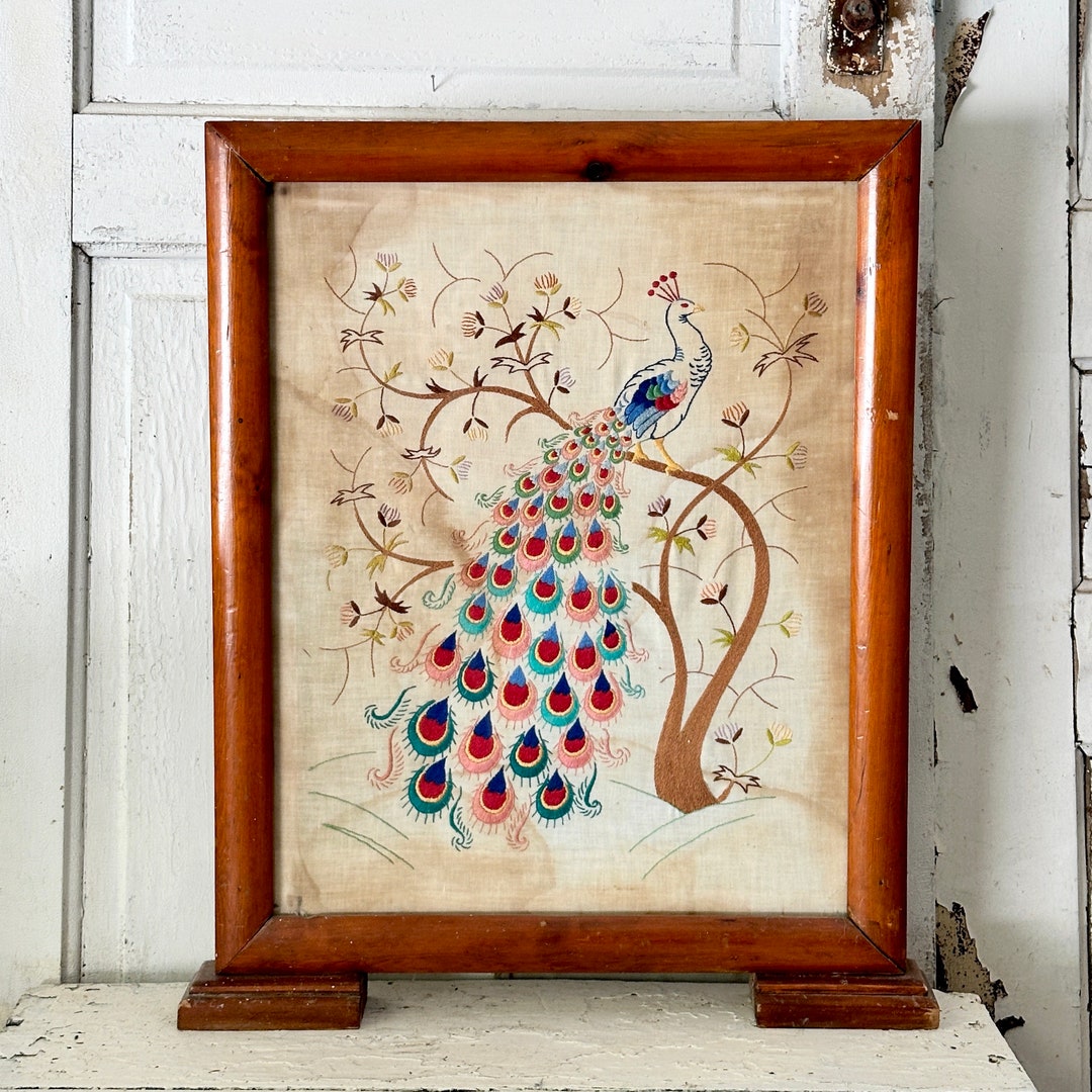 Vintage Fire Screen Embroidered Fire Screen Peacock Fireside Panel - Etsy