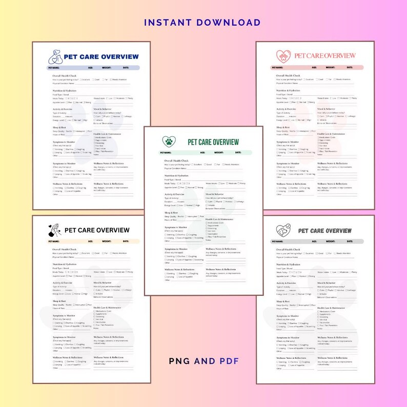Pet Health Care Planner: Veterinary Visit Log, Wellness Tracker (PDF ...