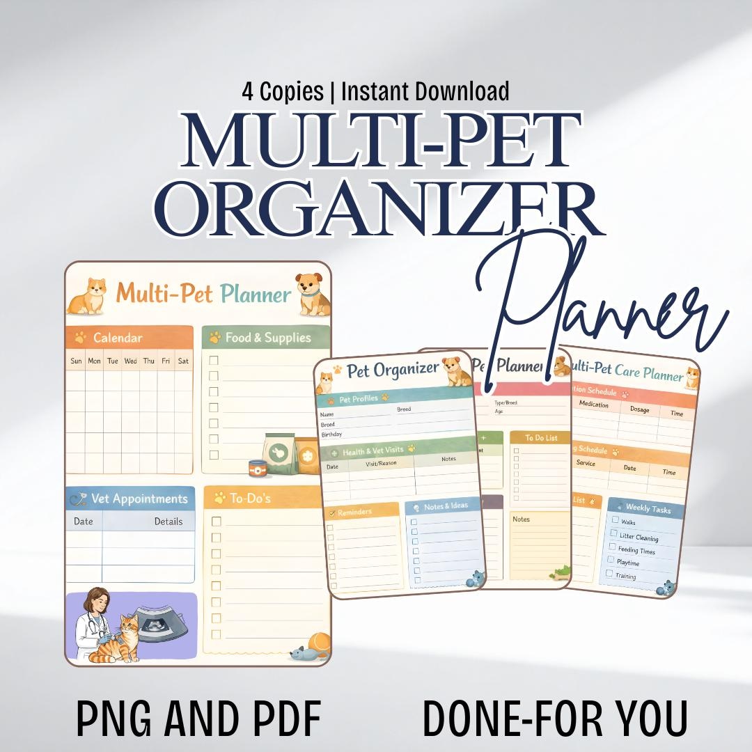 Multi-pet Organizer Planner – Animal Health Record, Vaccination Tracker ...