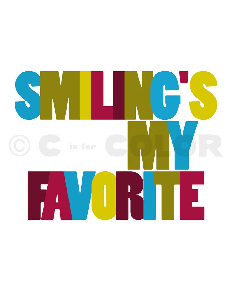 Typography Art Print - Smiling's My Favorite - Funny, Humorous Elf ...