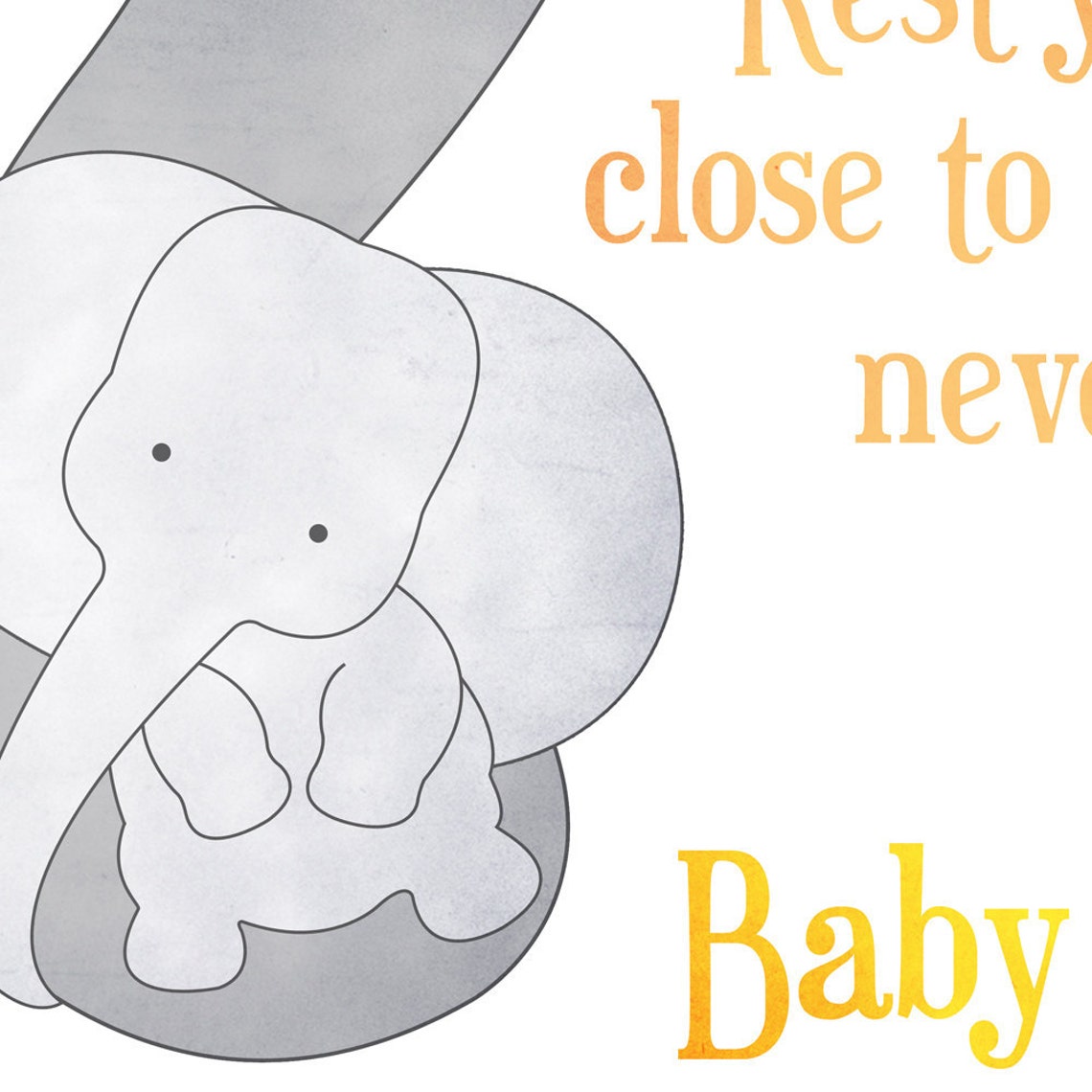 Baby Elephant Nursery Art Print - Yellow and Gray Decor - Baby Mine ...