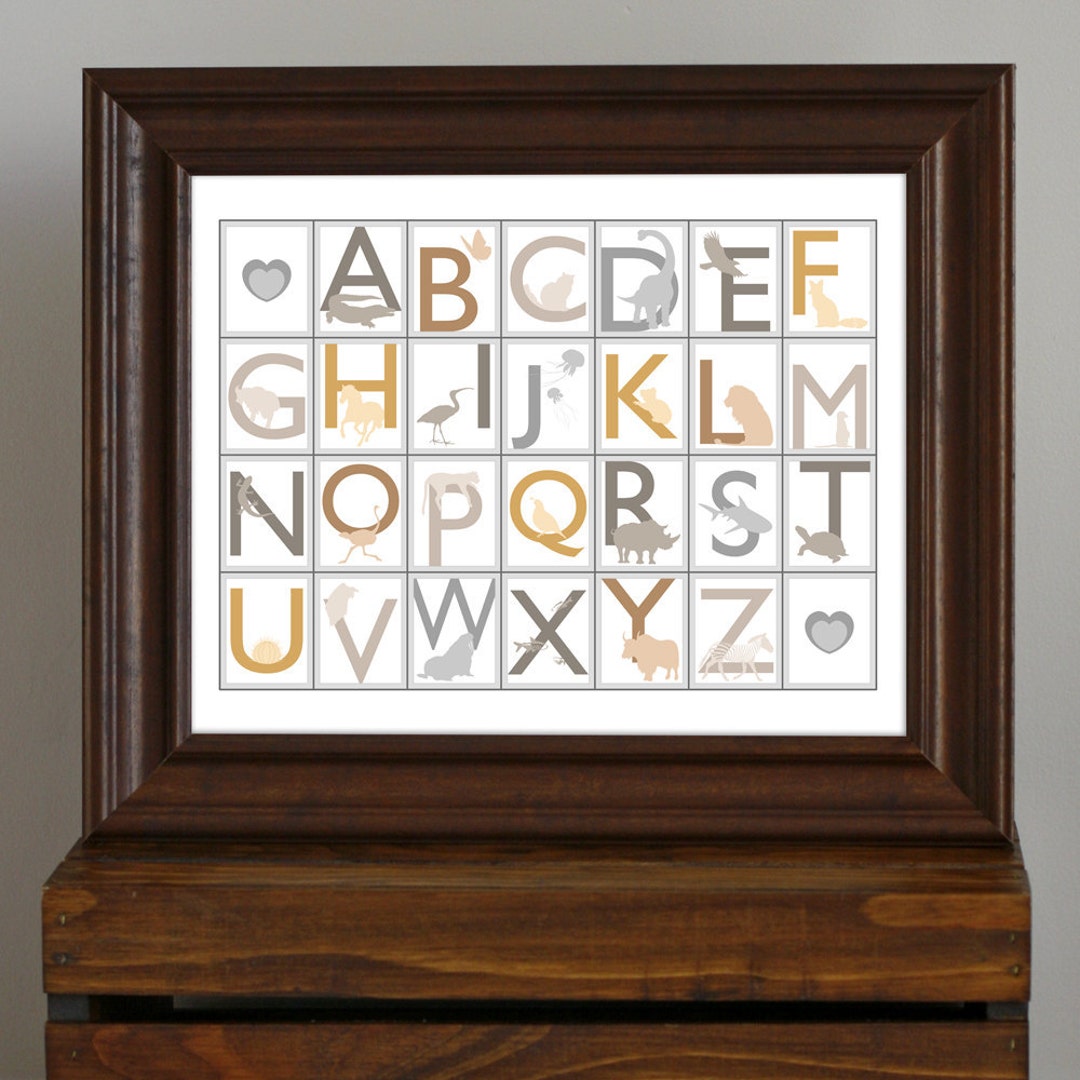 Animal Alphabet, Nursery Art Print - Natural / Neutral Colors ...