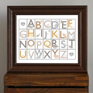 Animal Alphabet, Nursery Art Print - Natural / Neutral Colors ...