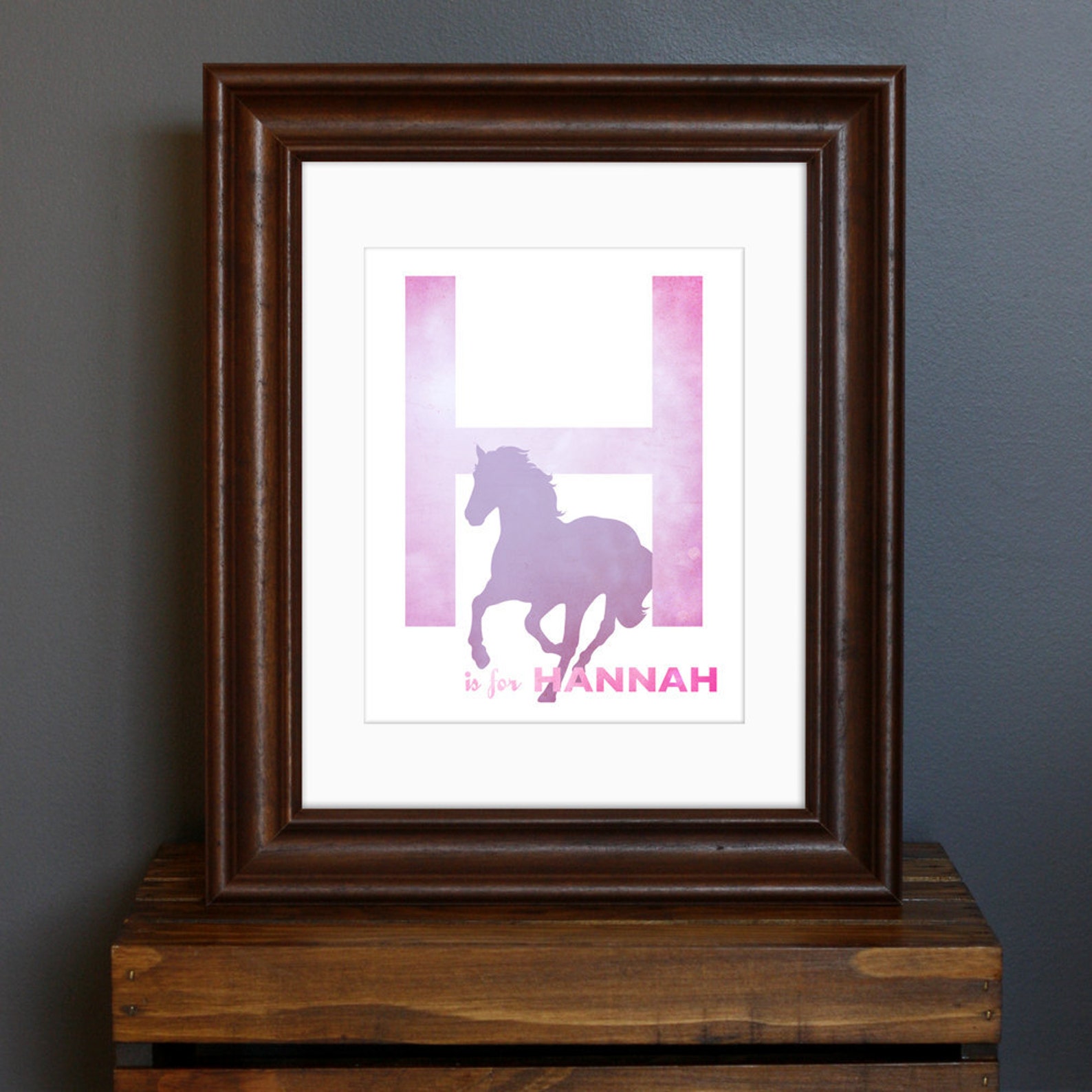 Personalized Child's Name Art Print, With Initial and Animal - Pink ...