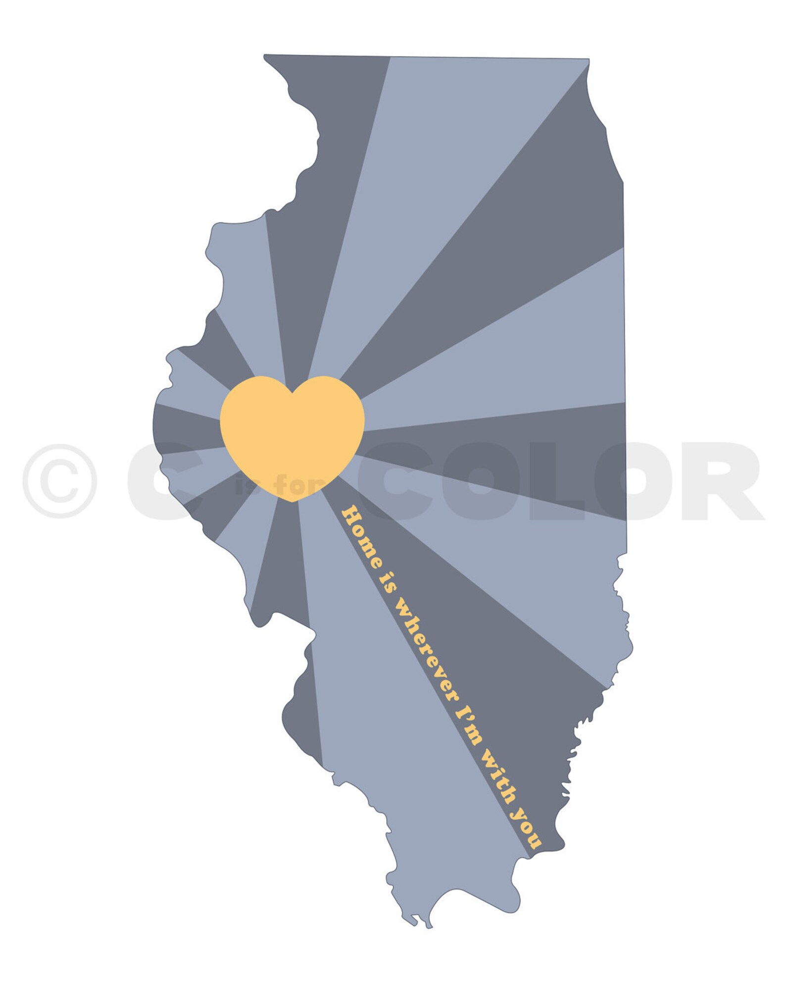 State of Love Illinois Art Print Home is Wherever I'm - Etsy