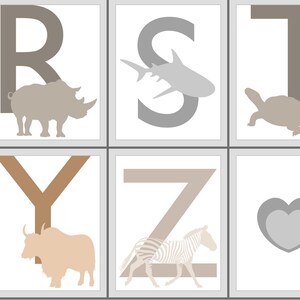 Animal Alphabet, Nursery Art Print - Natural / Neutral Colors ...