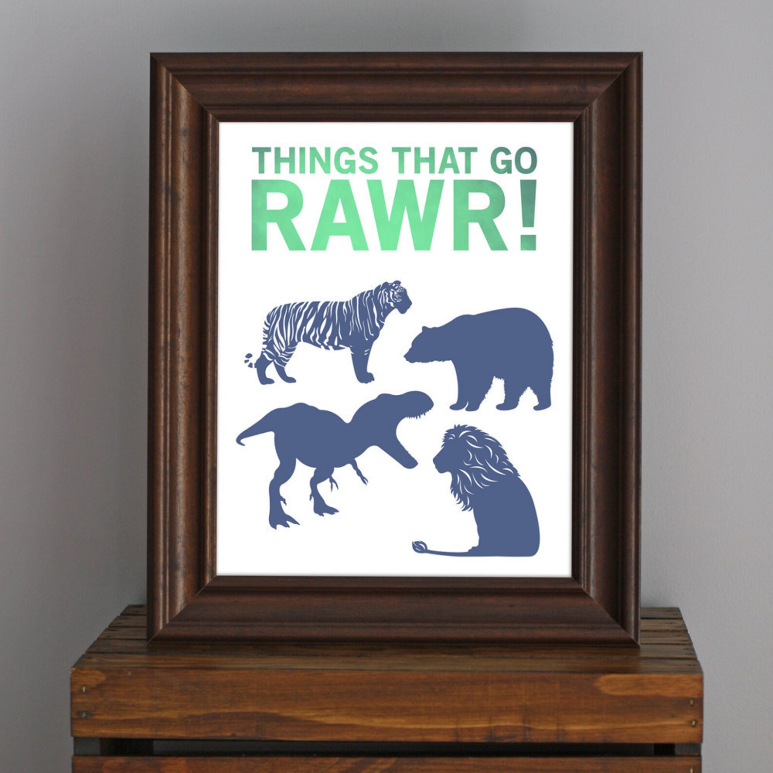 Things That Go Rawr - Animal Art Print - Dinosaur, Bear, Tiger, Lion ...